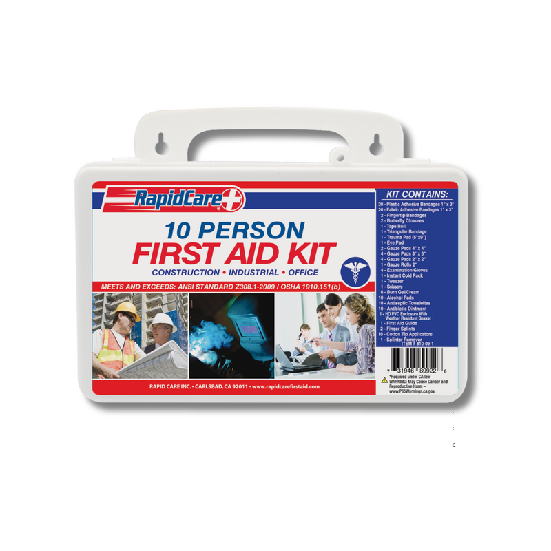 Rapid Care First Aid - 10 Person First Aid Kit - 2009 OSHA / ANSI Approved